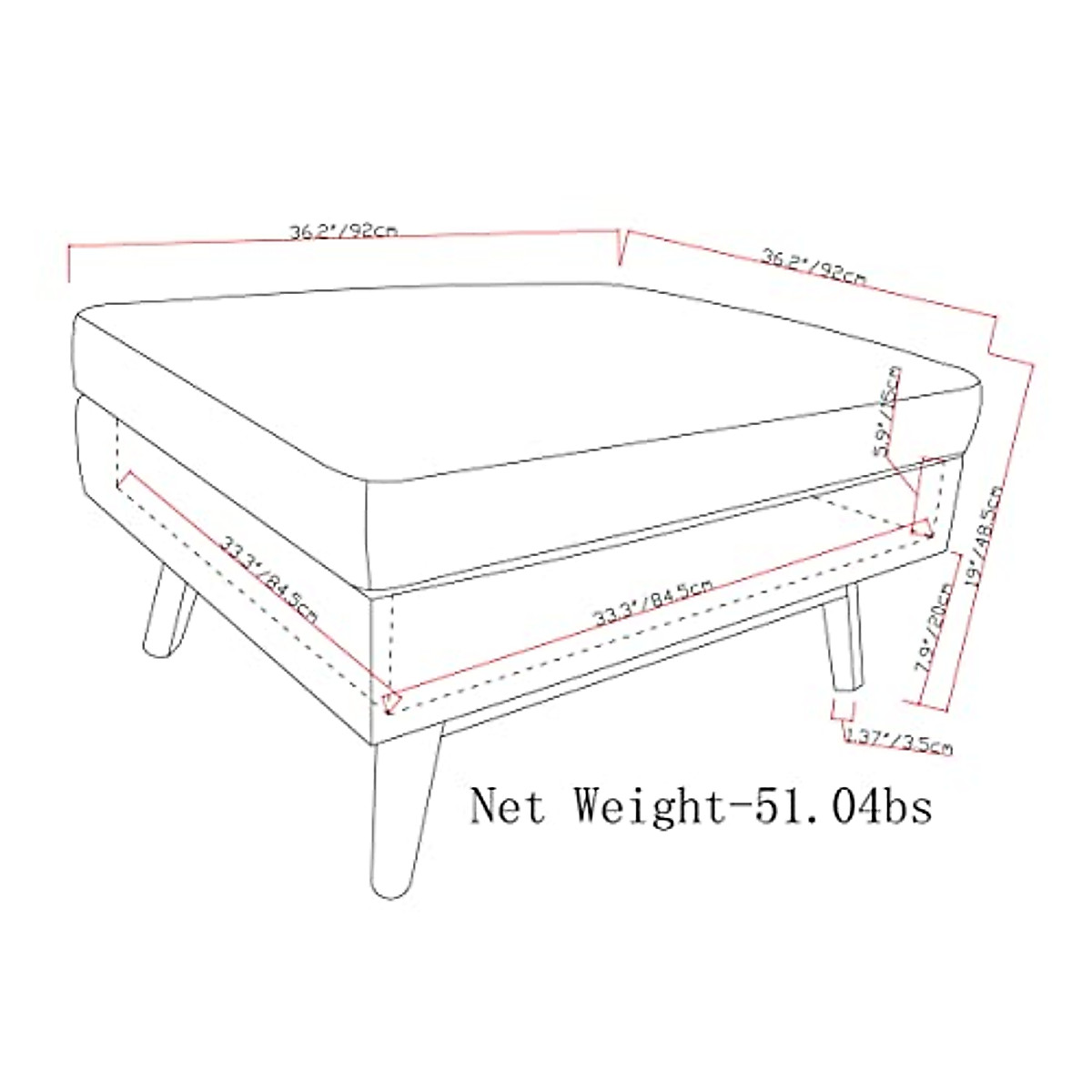 SIMPLIHOME Owen 36 Inch Wide Mid Century Modern Square Coffee Table Lift Top Storage Ottoman in Upholstered Distressed Grey Taupe Faux Leather, For the Living Room