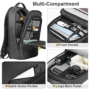 Laptop Backpack,Slim Business Backpack for Men with USB Charger,Expandable Lightweight Waterproof Travel Backpack Anti-theft Mens Bakpacks 15.6 Inch Work Computer Bag College Backpacks for Men Women