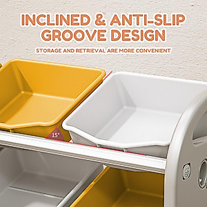 Legendstone Kids Toy Organizer with 6 Storage Bins, Toy Organizer and Storage for Kids’ Toys, Toy Storage Organizer for Kids Room, Playroom, Nursery Room (Yellow)