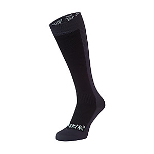 SEALSKINZ Unisex Waterproof Cold Weather Knee Length Sock, Black/Grey, Small