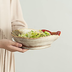 YINYUEDAO Turkey Style Ceramic Salad Bowl - Multifunctional Serving Bowl for Fruit, Ramen, Salad, Pasta, Soup, Popcorn - Ideal large bowl for Parties, Festivals, Events, etc.