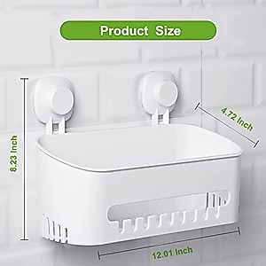 LUXEAR Suction Cup Shower Caddy - No Drilling Removable Shower Shelf - Powerful Suction Shower Organizer Max Hold 22lbs Suction Bathroom Caddy, Waterproof Suction Storage Basket for Bathroom & Kitchen