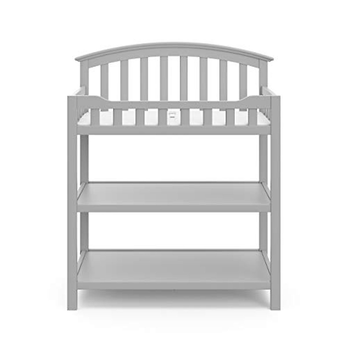 Graco Changing Table with Water-Resistant Change Pad and Safety Strap, Pebble Gray, Multi Storage Nursery Changing Table for Infants or Babies