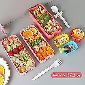 Onanuto Bento Box Adult Lunch Box, 3 in 2 - bento box kit with Sandwich Cutters, Microwave Safe Lunch Containers with Lunch Bag Stackable Bento Lunch Box Set