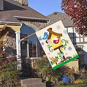 Hello Spring Flag,Spring Garden Flag Double Sided Welcome Burlap Seasonal House and Bird Spring House Flags 28x40 Inch Summer Yard Signs Outdoor Decor for Homes,Gardens,Patio or Lawn with 2 Grommets