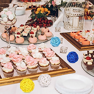 15 Pieces 1.8 Inch Wicker Rattan Balls Natural Rattan Ball Decorative Wicker Balls Sphere Orbs Vase Fillers Balls for Dating Table Banquet Decoration Christmas Wedding Home Garden Hanging Decoration