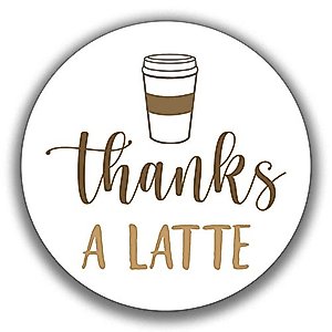 2" Round Thanks A Latte Appreciation Thank You Stickers (40 Labels) (Latte Brown)