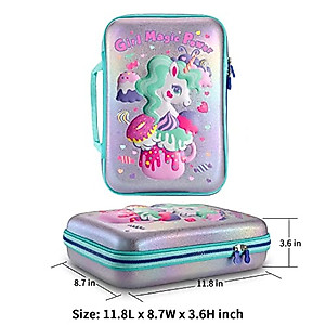 BDBKYWY Unicorn Lunch Bag Lunch Box Set - Insulated Lunch Bag with 4 Compartment Bento Box Ice Pack Water Bottle Silicon Cap Spoon Salad Container for Lunch Kid's School Supplies Ideal for Age 7-15