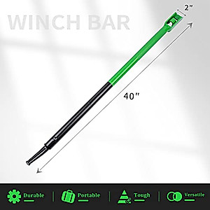 Iweshal Winch Bar, 2 Pack Combination Winch Bars with Square Head for Flatbed Trailer Winches and Trucks, Painted Combination Carbon-Steel Construction and No-Slip Handle Winch Bar (Black & Green)