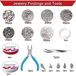 Yholin Crystals Beads for Jewelry Making Supplies Kit, Gemstone Crystal Stone Chip Beads with Spacer Stone Beads Pliers Jump Rings Elastic String for DIY Necklace Bracelet Earring Jewelry Making