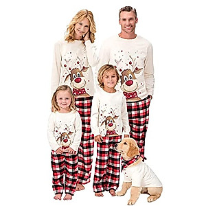 LWXQWDS Family Christmas Pajamas Matching Sets Xmas Matching Pjs for Adults Kids Holiday Home Xmas Family Sleepwear Set (A 01， Men， X-Large)