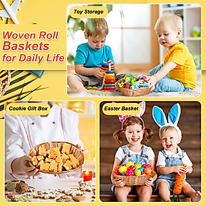 36 Pieces Bread Basket for Serving Plastic Wicker Basket Empty Gift Basket Woven Round Storage Basket Brown Fruit Serving Basket Bulk for Kitchen, Restaurant, Easter Gifts, Bakery 9.5 x 6.3 x 2.4 Inch