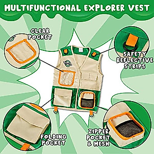 JOYIN Outdoor Explorer Kit, Bug Catcher for Kids (Vest, Hat, Flashlight Compass, Binoculars, Magnifying Glass and Butterfly Net), Kids Camping Gear, Educational Toys, Halloween Birthday Gift for Kids