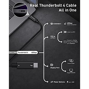 Maxonar [6.6Ft] Thunderbolt 4 Cable Intel Certified, Active Thunderbolt 4 Cable 40Gbps with 8K Display and 100W Charging Compatible with Thunderbolt 4, Thunderbolt 3, USB C, and USB4
