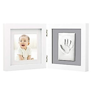 Little Pear Baby's Print Keepsake Desk Frame, Handprint And Footprint Imprint Kit, Folding Tabletop Frame, 4x6 Photo Insert, Gift For New And Expecting Moms, White