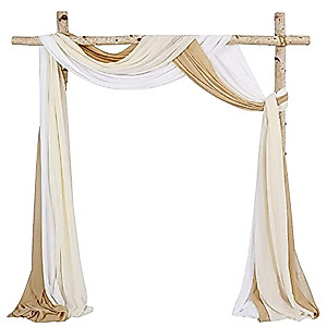 MoKoHouse Wedding Arch Outdoor Indoor White Sheer Backdrop Curtain 3 Panels Chiffon Fabric Drapery 6 Yards Nude and Cream Party Background Drapes Wedding Decoration