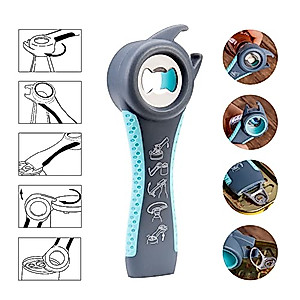 Astofli 5 Pack Bottle Opener Jar Opener For Weak Hands, Arthritic Hands, Seniors With 2 Pcs Silicone Rubber Jar Opener Gripper Pad, Easy Twist Jar Opener Tool Beer Bottle Cap Opener And Wine Key Set