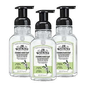 J.R. Watkins Foaming Hand Soap with Pump Dispenser, Moisturizing Foam Hand Wash, All Natural, Alcohol-Free, Cruelty-Free, USA Made, Neroli & Thyme, 9 fl oz, 3 Pack