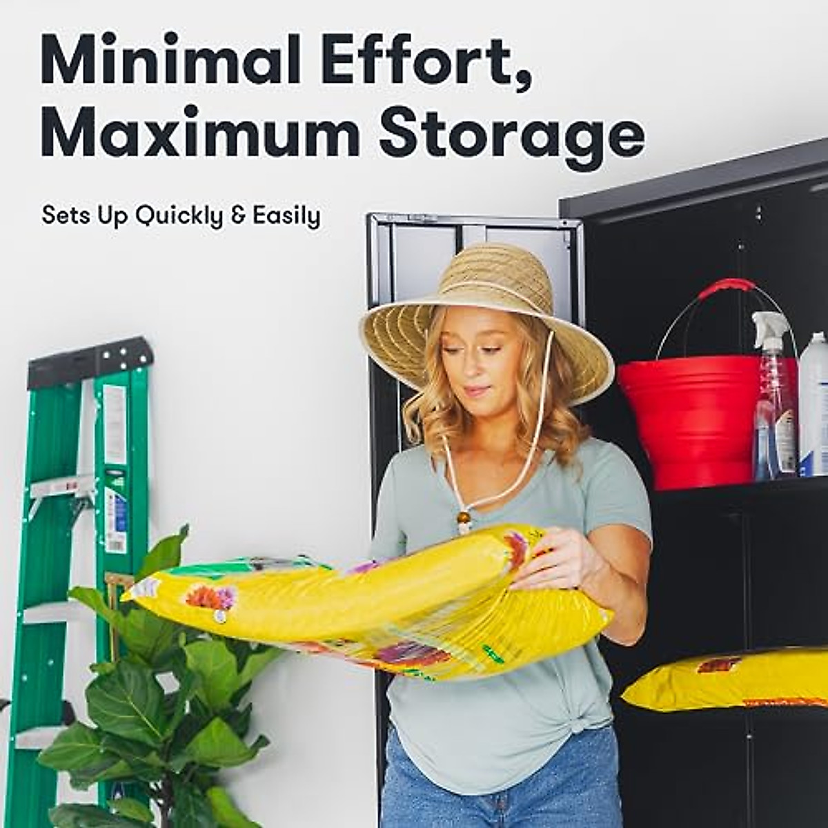 Metal Garage Storage Cabinet - 71-inch Tall Large Steel Utility Locker with Adjustable Shelves & Locking Doors - Garage Cabinets for Tool Storage and Ammo Locker - Black