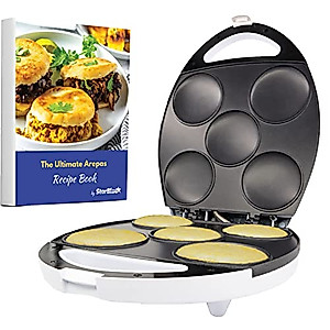 Arepa Maker and Mini Pancake Maker by StarBlue with FREE Arepa Recipes eBook - Quick and Electric Arepa Maker making 5 Venezuela and Colombia styles Arepas in 6 minutes AC 120V 60Hz 1200W