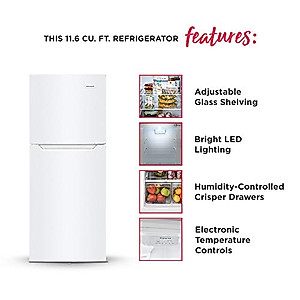 Frigidaire 11.6 Cu. Ft. Compact ADA Top Freezer Refrigerator in White with Electronic Control Panel, Reversible Door Swing, ENERGY STAR