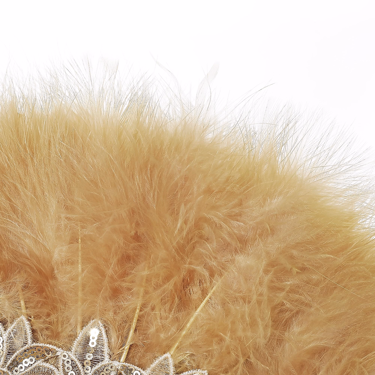 BABEYOND 1920s Marabou Feather Fan - Vintage Handheld Fan Bridal Feather Bouquet Bridesmaids Fan for Wedding (Yellow)