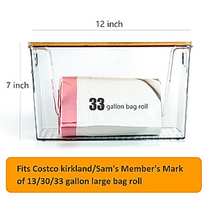 Extra Large Trash Bag Holder with Lid, Hudgan Acrylic Garbage Bag Dispenser with Handles, Containers for Laundry Room Organization and Storage