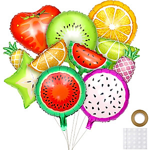 30 Pieces Fruit Balloons Fruit Aluminum Foil Balloons Tutti Frutti Party Decorations Tropical Fruit Balloons for Birthday Fruit Themed Party Decorations, 2 Sizes