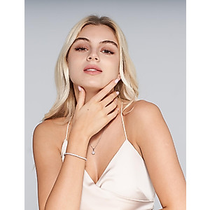 IMOLOVE Moissanite Tennis Bracelet for Women Sterling Silver Wedding Bracelets for Brides Stacking Dainty Bracelets with 18K White Gold Plated-18