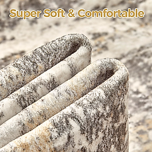 Area Rug Living Room Rugs 5x7: Modern Neutral Abstract Aesthetic Rug for Bedroom Dining Room Table - Large Soft Stain Resistant Machine Washable Rug, Indoor Home Office Carpet - Gold Brown