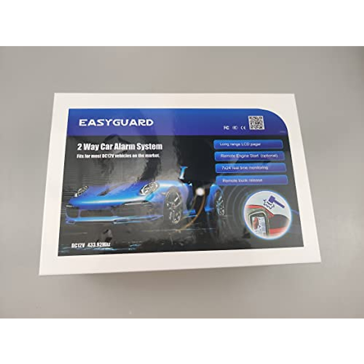 EASYGUARD EC202 2 Way car Alarm System with LCD Pager Display Remote Engine Start & Microwave Sensor DC12V