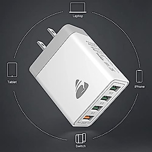 USB Wall Charger, Aioneus 40W 4-Port Fast Charger Block, Multiport USB Cube Power Adapter Wall Charger Plug Charging Block for iPhone 14 13 12 11 Pro Max XR Xs Max 8 7 6,Samsung,LG,Moto,Android Phones