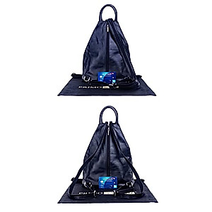 Primo Sacchi Italian Soft Black Leather Top Handle Shoulder Bag Rucksack Backpack Medium