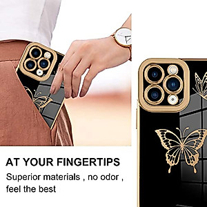 BITOBE Designed for iPhone 11 Pro Case Cute Butterflies Design for Women Girls,Luxury Plating Edge Bumper Full Camera Lens Protection Cover with Screen Protector for iPhone 11 Pro 5.8“-Black
