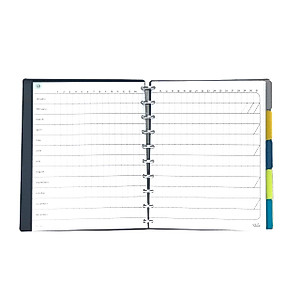 Talia Discbound Notebooks, Planner, Customizable, (yClear w/Silver Discs, Midsize (7.5in x 9.75in))