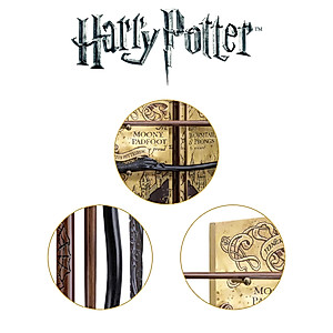 The Noble Collection Harry Potter Marauders Wand Set with Display Stand - 31.5in (43cm) 4 Wizard Wands with Marauders Map Display Stand - Officially Licensed Film Set Movie Props Wands Gifts