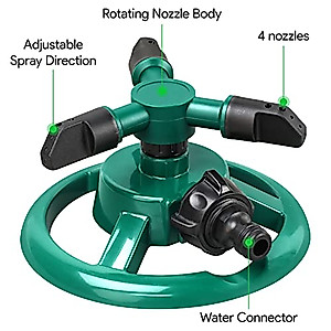 GOLDFLOWER Garden Sprinkler, Adjustable 360 Degree Rotation Lawn Sprinkler, Large Area Coverage, Multipurpose Yard Sprinklers for Plant Irrigation and Kids Playing