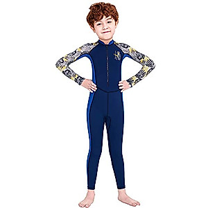 Full Cover Wetsuit for Toddler Quick Dry Thermal Swimsuit Sun UV Protection Bodysuit Zip Stretch Wet Suits for Diving Swimming
