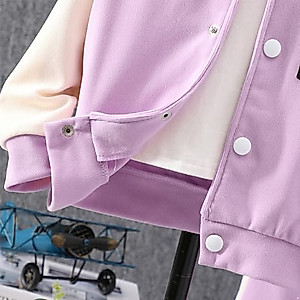 Yartina Kids Girls Boys 2 Piece Outfits Athletic Tracksuit Toddler Long Sleeve Hoodie Jacket and Sweatpants Set Purple 7-8 Years