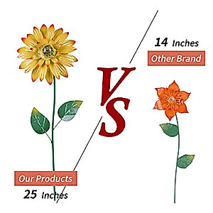 TZSSP Flower Stake Garden Stake 25 Inch Flower Garden Stakes Decor Glow in Dark Plant Pick Water Proof Metal Flower Stick Décor for Lawn Yard Patio Ornaments,Set of 2