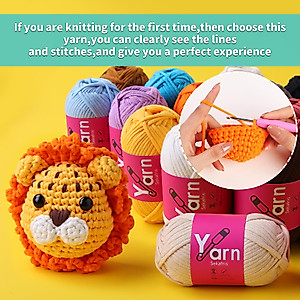 Sekafris Crochet Yarn with Cotton Yarn for Crocheting - Crochet Knitting Yarn for Beginners with Easy-to-See Stitches - Yarn for Crocheting - Parfait Chunky Yarn -Cotton-Nylon Blend (Rainbow)