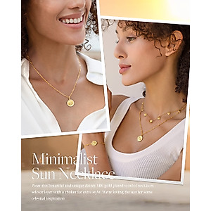 CDE 14K Gold Plated Sun Coin Birthstone Pendant Necklaces for Women 925 Sterling Silver, Christmas Birthday Anniversary Jewelry Gift for Women Girlfriend Mom Daughter Her