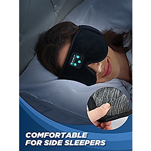 Bluetooth Sleep Mask, Boodlab Sleeping Headphones for Side Sleepers, Sleep Mask with Bluetooth Headphones with Adjustable Stereo Speakers Microphone Handsfree, Cool Gadgets Gift for Women Man