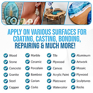 Epoxy Resin 16 oz Kit | 1:1 Crystal Clear Resin and Hardener for Super Gloss Coating | For Bars, Tabletop, Art, Jewelry, Casting Molds | Safe for Use on Wood, Metal, Stone, Plastic, Marine Sealer