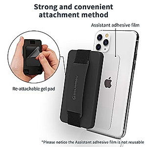 Sinjimoru Cell Phone Card Holder Wallet Case for Back of Phone, Secure Silicone Phone Stand. Card Zip 2 Black