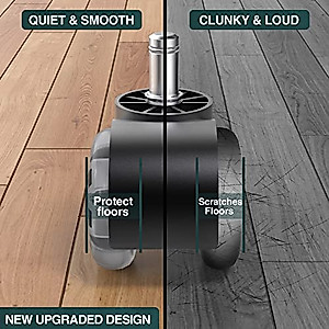 Office Chair Wheels Replacement 2 Inch Heavy Duty Rubber Chair Casters Universal Size Wheels for Office Chair Smooth Safe Rolling for All Floors Set of 5