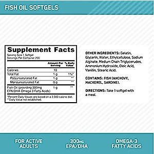 Optimum Nutrition Omega 3 Fish Oil, 300MG, Brain Support Supplement (200 softgels) with Opti-Women, Womens Daily Multivitamin Supplement (120 count) - Bundle Pack