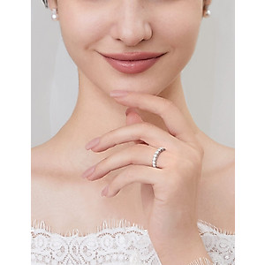 SILVERNANA Wedding Band for Women, Sterling Silver Moissanite Eternity Ring 7 Stones Moissanite Diamond Promise Ring Size 7