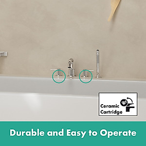 hansgrohe Tecturis S 2-Handle 12-inch Wide Roman Tub Filler Bathtub Faucet and Shower Set in Chrome, 73442001