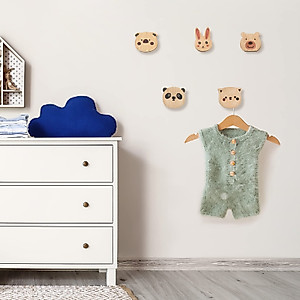 WONQEXZ Wall Hook,Child Baby Nursery Wood Wall Hook,Natural Colorful Animal Coat Hooks,Wooden Hooks,Children Wall Mounted Hook,Set of 5